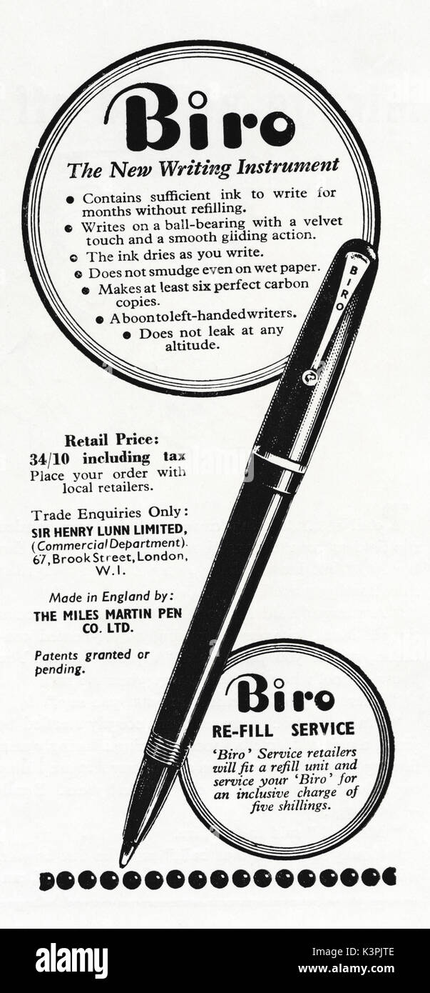 Inkstable | 1940s-old-vintage-original-advert-advertising-biro-ball ...